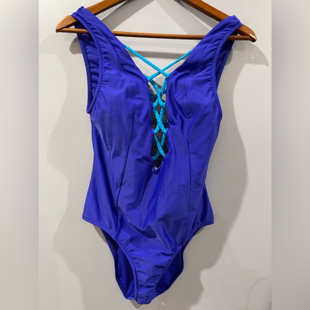 Venus One Piece Deep Plunge Royal Blue Braided Rope E… - Gem